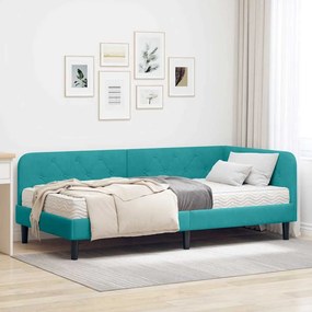 Rohový rám postele Tyrkysová 90 x 200 cm samet 3394162