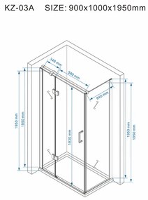 BPS-koupelny Obdélníkový sprchový kout HYD-OK03A 100x90 bílá/transparent - bez vaničky