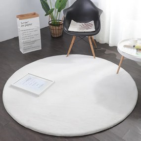 Tribeca Design Kusový kruhový koberec Faux Fur White Rozměry: 120x120 cm