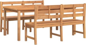 3dílný zahradní jídelní set masivní teakové dřevo 3157199