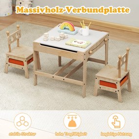 Costway Dětský stůl s 2 židličkami ve tvaru robota 4-in-1 na aktivity s bílou