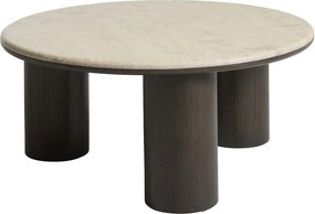Kulatý konferenční stolek s mramorovou deskou v tmavě přírodní barvě ø 90 cm Piazze – Unique Furniture