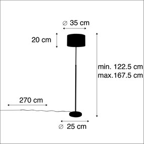 Stojací lampa černá s sametovým stínítkem s květinami 35 cm - Parte