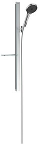Hansgrohe Rainfinity, sprchová sada 130 3jet EcoSmart s tyčí 90 cm a poličkou na mýdlo, chromová, HAN-27672000