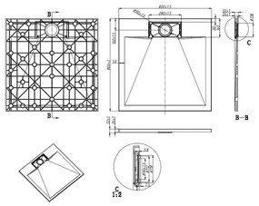 BPS-koupelny Čtvercová akrylátová sprchová vanička HYD-SSV-MIKO 80x80 černá