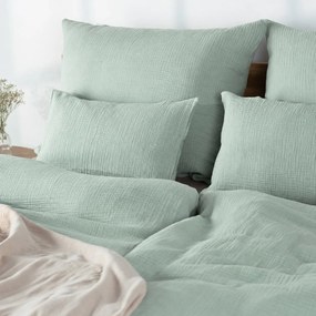 Mušelínové prodloužené povlečení Dusty green Velikost: 140 x 220 + 70 x 90