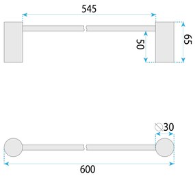Rea Prism, koupelnový věšák na ručníky 60cm, 9703, broušená ocel, REA-98035