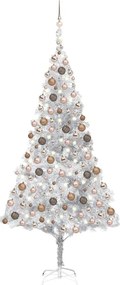 vidaXL Umělý vánoční stromek s LED a sadou koulí 210 cm PET [3077510] Barva: Stříbrná a růžová