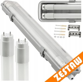 3x Hermetické svítidlo + 6x LED trubice 120cm 4000K