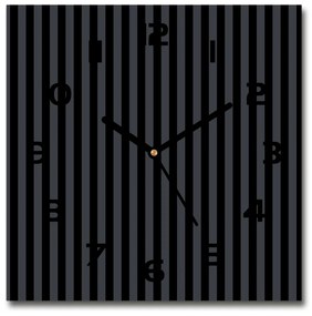 Wallmuralia Skleněné hodiny čtverec Černošedé pásky 30x30 cm