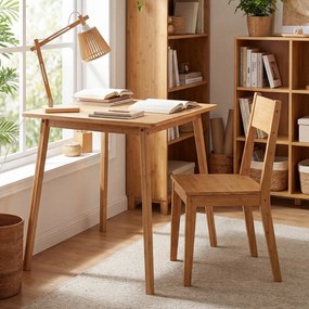 Costway Jídelní stůl z bambusu, čtvercový pro 2-4 osoby – 70 × 70 cm