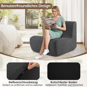 Costway Sedací vak pohodlné křeslo na podlahu s měkkým sametem a ergonomickou