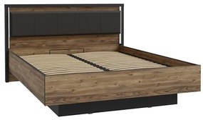 Dloulůžková postel s úložným prostorem OREN 160x200 cm hnědá/černá HYTL1162B-M215