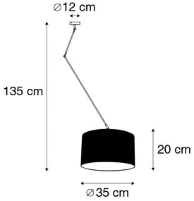 Ocelové závěsné svítidlo s stínítkem 35 cm šedé nastavitelné - Blitz