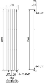 Mexen Oregon, topné těleso 1800 x 360 mm, 604 W, bílá, W202-1800-350-00-20