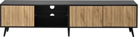 Aosom LED TV lowboard, vhodný pro 75 palců, velký úložný prostor, 175x31x43,5 cm, přírodní barva+černá
