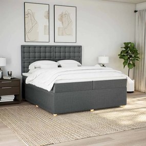 Box spring postel s matrací tmavě šedá 200x200 cm textil 3294478