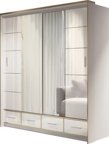 ARK Šatní skříň SABRINA, Bílá + LED osvětlení 203 cm