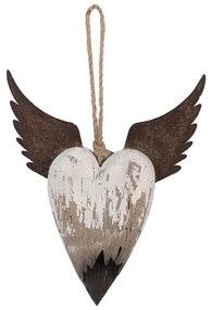 Dekorace závěsné srdce s andělskými křídly Angel Rustic M - 18*3*22 cm