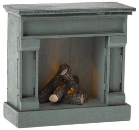 Hořící krb pro myšky Maileg Fireplace Blue Maileg