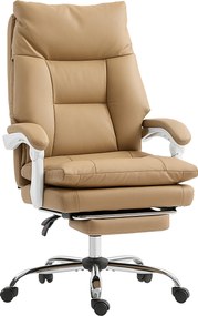 HOMCOM Kancelářská židle Ergonomická židle u stolu s bederní opěrkou, opěrkou nohou Světle hnědá