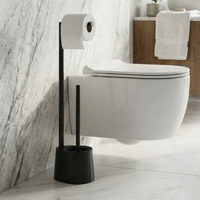 Stojan na toaletní papír a WC štětku STILK, černý, 63 cm