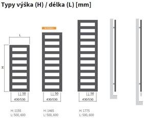 Isan Gala 1465 x 600 mm koupelnový radiátor bílý