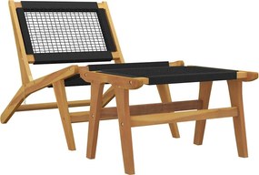 Zahradní židle s podnožkou masivní teakové dřevo a polyester 319155