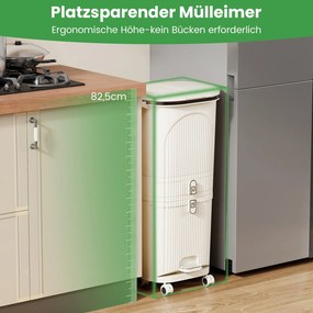 Costway 42 L kuchyňský odpadkový koš s víkem 3patrový odpadkový koš s 2