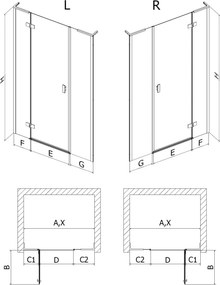 Mexen Mist-H L sprchové dveře pravé 145 cm, průhledné, zlaté kartáčované - 8A5L-145-001-55-00-P