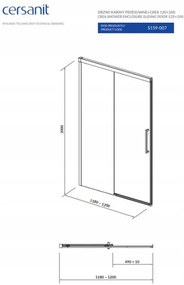 Cersanit Crea, posuvné dveře do otvoru 120x200 cm, 8mm čiré sklo, chromový profil, S159-007