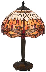 Stolní lampa Tiffany Dragonfly orange - Ø 31*47 cm / E27 / Max. 1x60 Watt