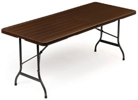 Zahradní cateringový stůl rozkládací 180 cm - hnědý s imitací dřeva