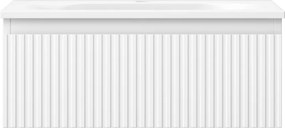 Mexen Rivel, koupelnová skříňka 60 cm s umyvadlem Vela, 1 zásuvka, drážkovaná, bílá matná, 91A20-06023-1-BF01-W23M01