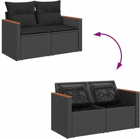 8dílná zahradní sestava s poduškami černá polyratan akácie 3327457