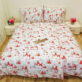 Povlečení bavlněné Vánoční povlečení Skřítky šedé TiaHome - 1x Polštář 90x70cm, 1x Přikrývka 140x200cm