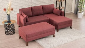 Hanah Home Dvoumístná pohovka BELLA vínová pravá 205 cm s taburetem 825BLC1519