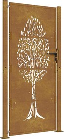 Zahradní branka 100 x 175 cm z cortenové oceli, design stromu 153164