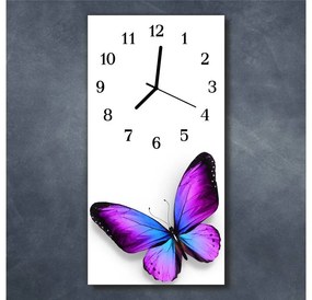 Nástěnné hodiny obrazové na skle - Motýl