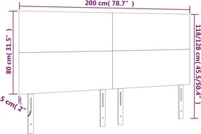 Čelo postele s LED černé 200x5x118/128 cm samet 3122212