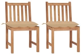 Zahradní židle 2 ks s poduškami masivní teakové dřevo,  3062934