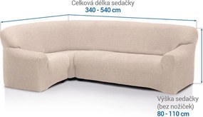 Super strečové potahy RUBINIA smetanová rohová sedačka (š. 340 - 540 cm)
