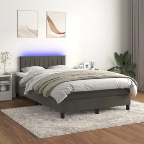 Box spring postel s matrací a LED tmavě šedá 120x200 cm samet 3134514