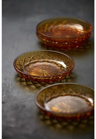 Lyngby Glas Sada skleněných talířů 16 cm (4 ks) Amber