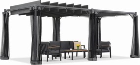 Antracitová pergola Malaga 3x6 m s moskytiérou Garden Point