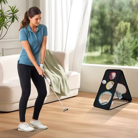Costway Oboustranná golfová třískací síť s 5 terčovými otvory a trojúhelníkovou