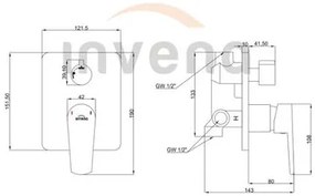 Invena Midnight, podomítková baterie 2-výstupová, černá-růžové zlato, BP-35-002-V