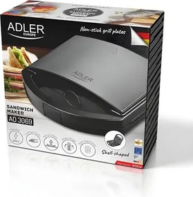 Adler AD 3069 černá / Sendvičovač / 750 W / 2 sendviče
