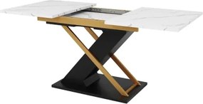 Aosom Rozkládací jídelní stůl, kuchyňsko-obývací stůl s kříženými nohami, 120-160 x 80 x 75,4 cm, bílá+černá