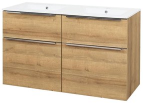 Mereo Mereo, Mailo, koupelnová skříňka s keramickým umyvadlem 121 cm, bílá, dub, antracit, CN523